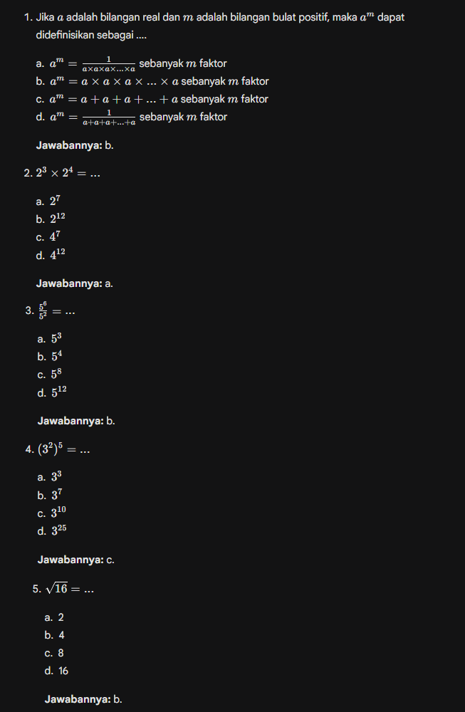 Latihan Contoh Soal PTS Matematika Kelas 10 Semester 1 Kurikulum Merdeka dan Kunci Jawaban